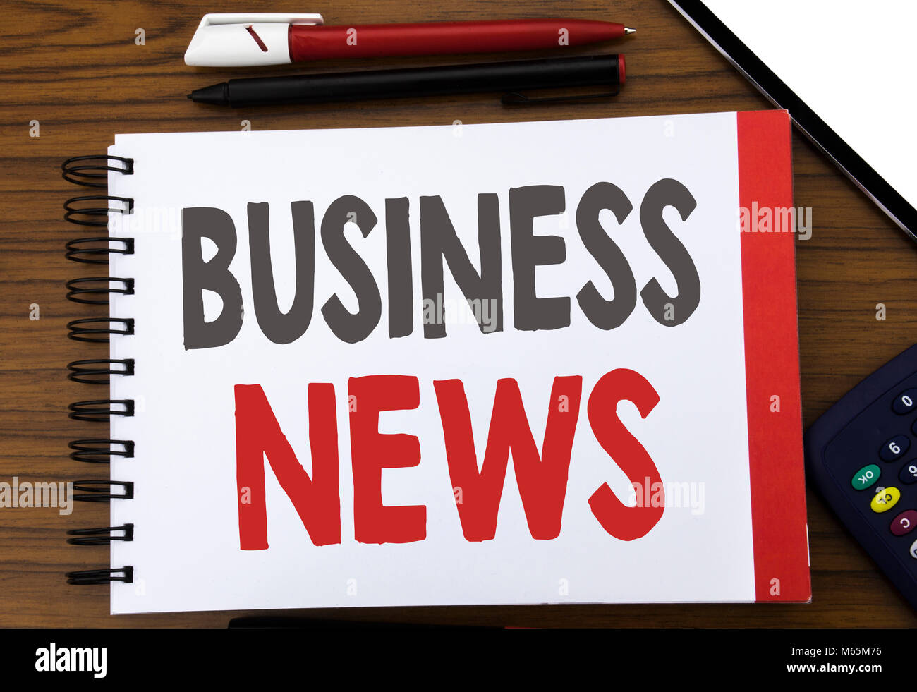 Handwritten text showing Business News. Business concept writing for ...