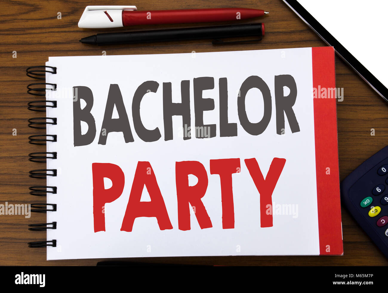 Handwritten text showing Bachelor Party. Business concept writing for ...