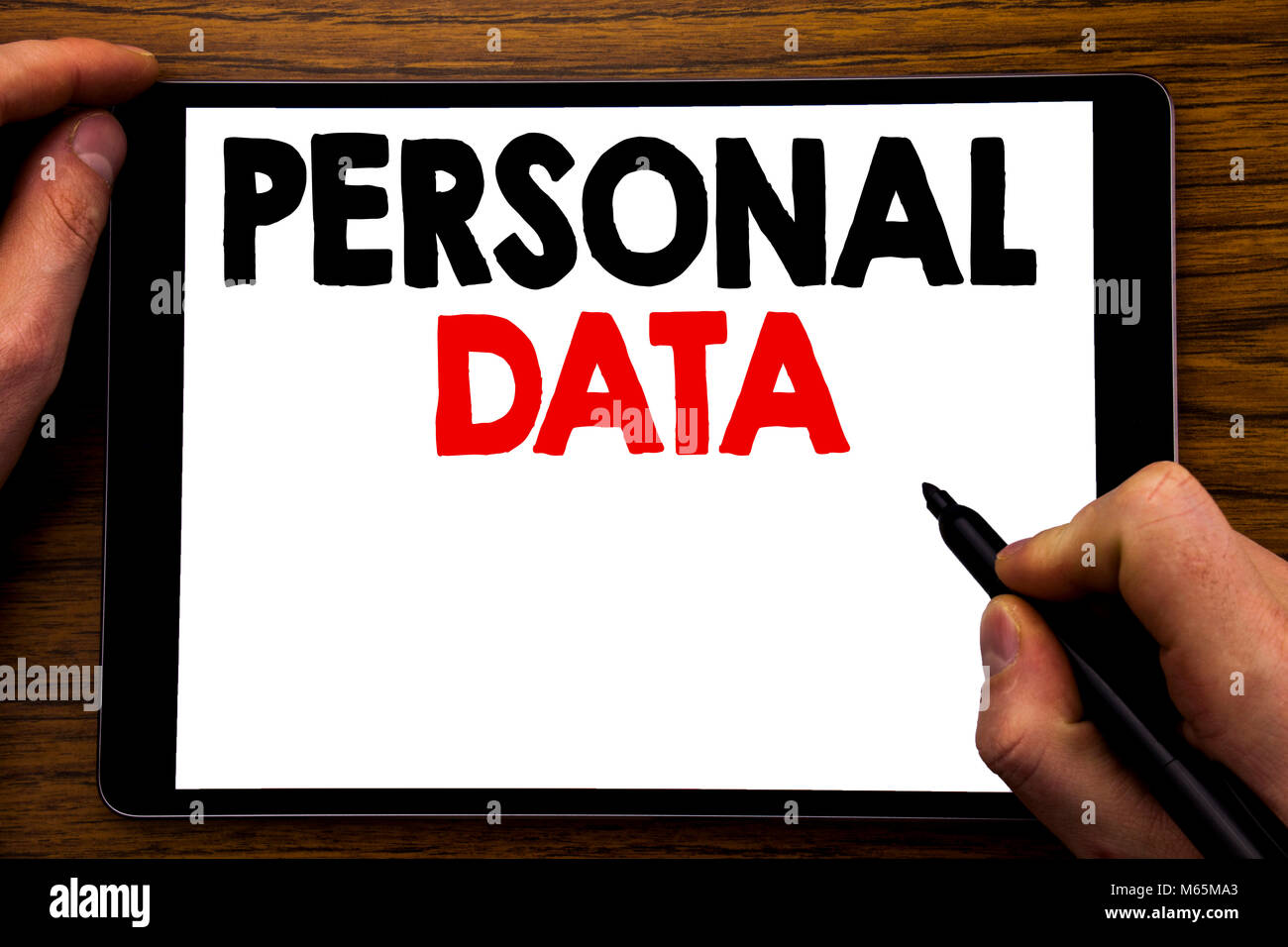 Handwriting Announcement text showing Personal Data. Business concept ...