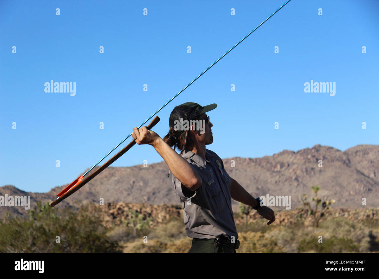 Atlatl throwing demonstration Stock Photo - Alamy