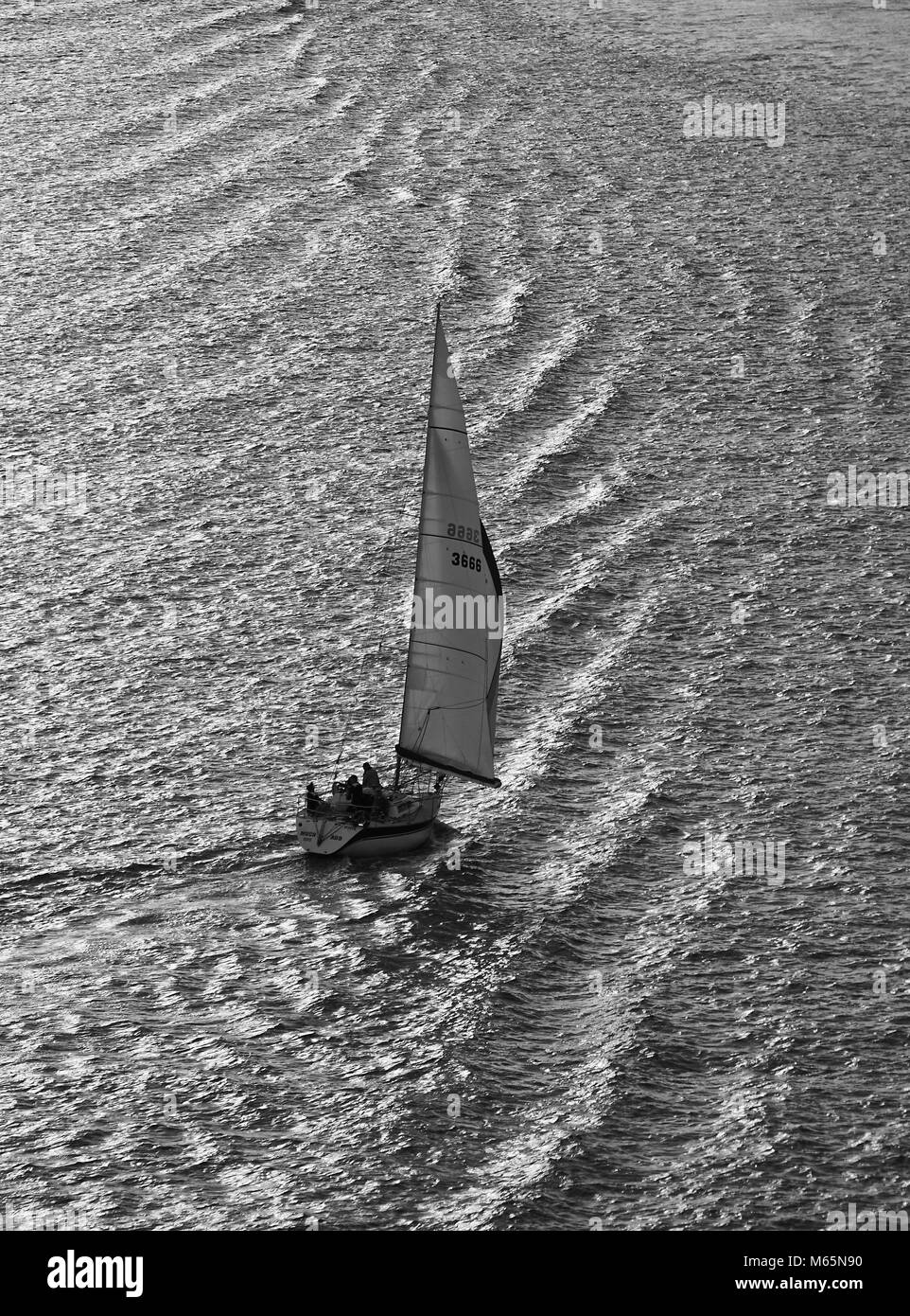 Sailing into the light of the sun at sunset Stock Photo - Alamy