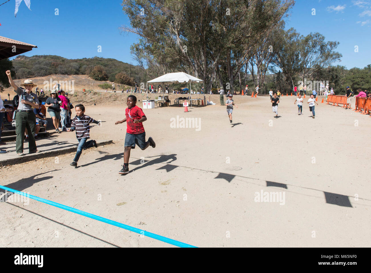 Fun Run. Finish line of the Fun Run Stock Photo - Alamy