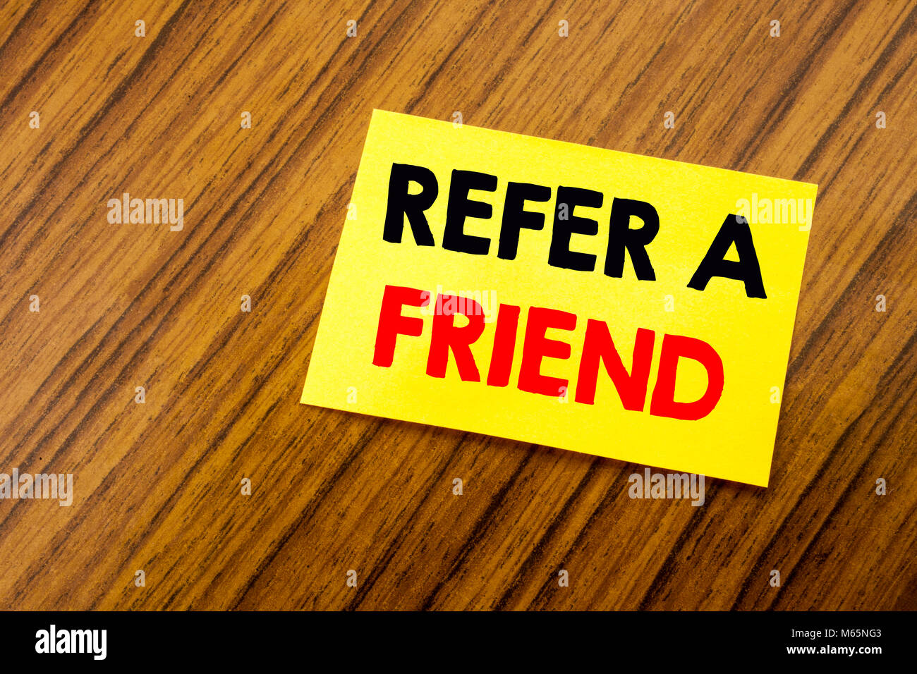 Hand writing text caption inspiration showing Refer A Friend. Business ...