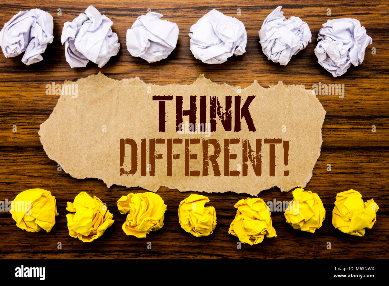 Conceptual hand text word Think Different. Business concept for Outside ...