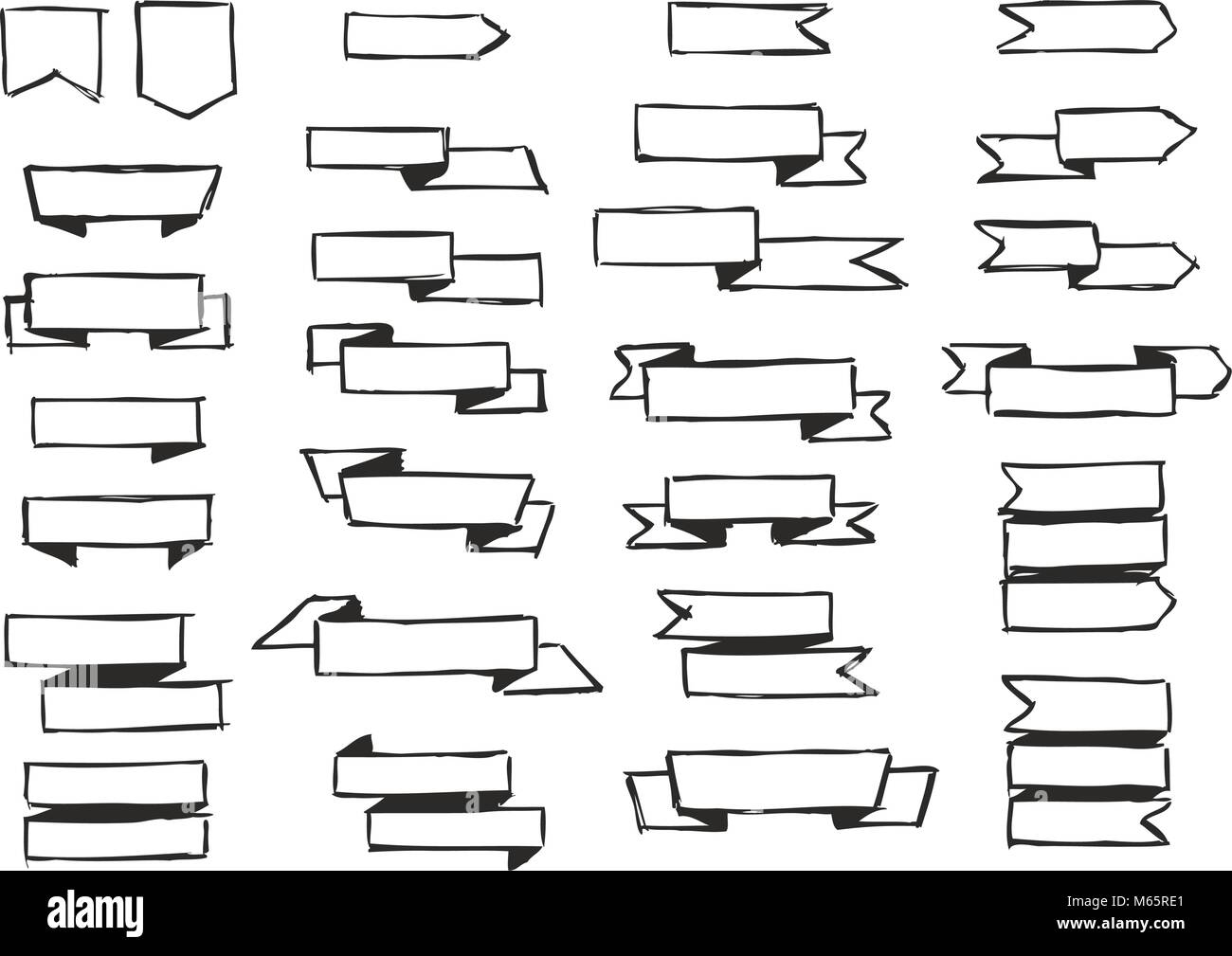 Freehand Pencil Ribbons Stock Vector Image & Art - Alamy