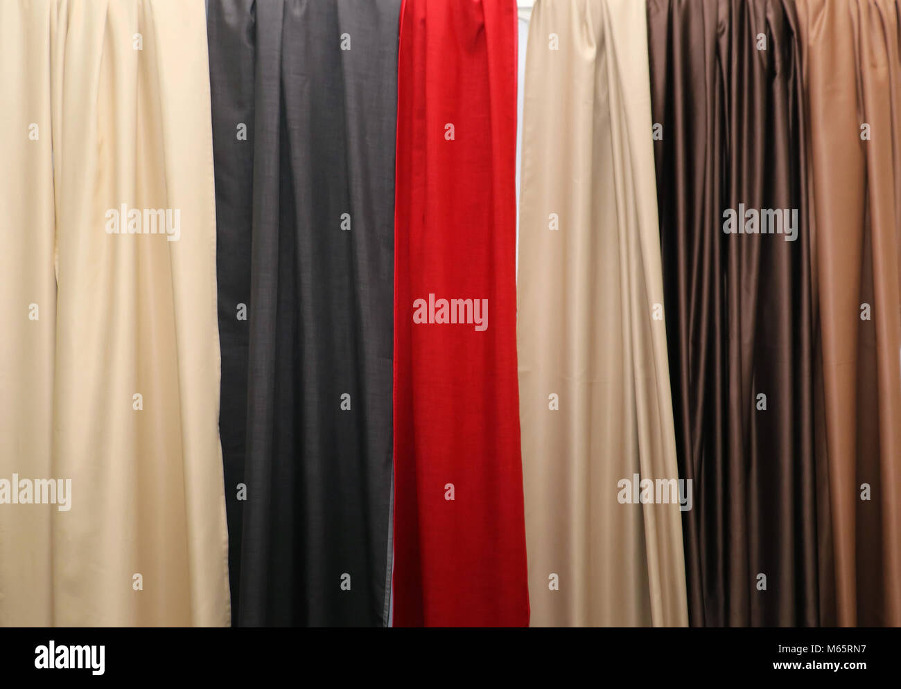 Colorful silky fabric textures used for drapes Stock Photo - Alamy