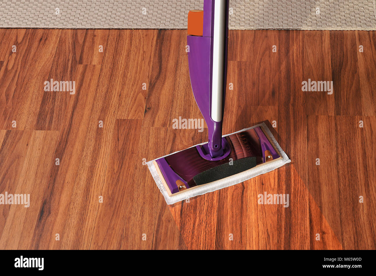 Modern mop for cleaning wooden floor from dust, cleaning service Stock ...