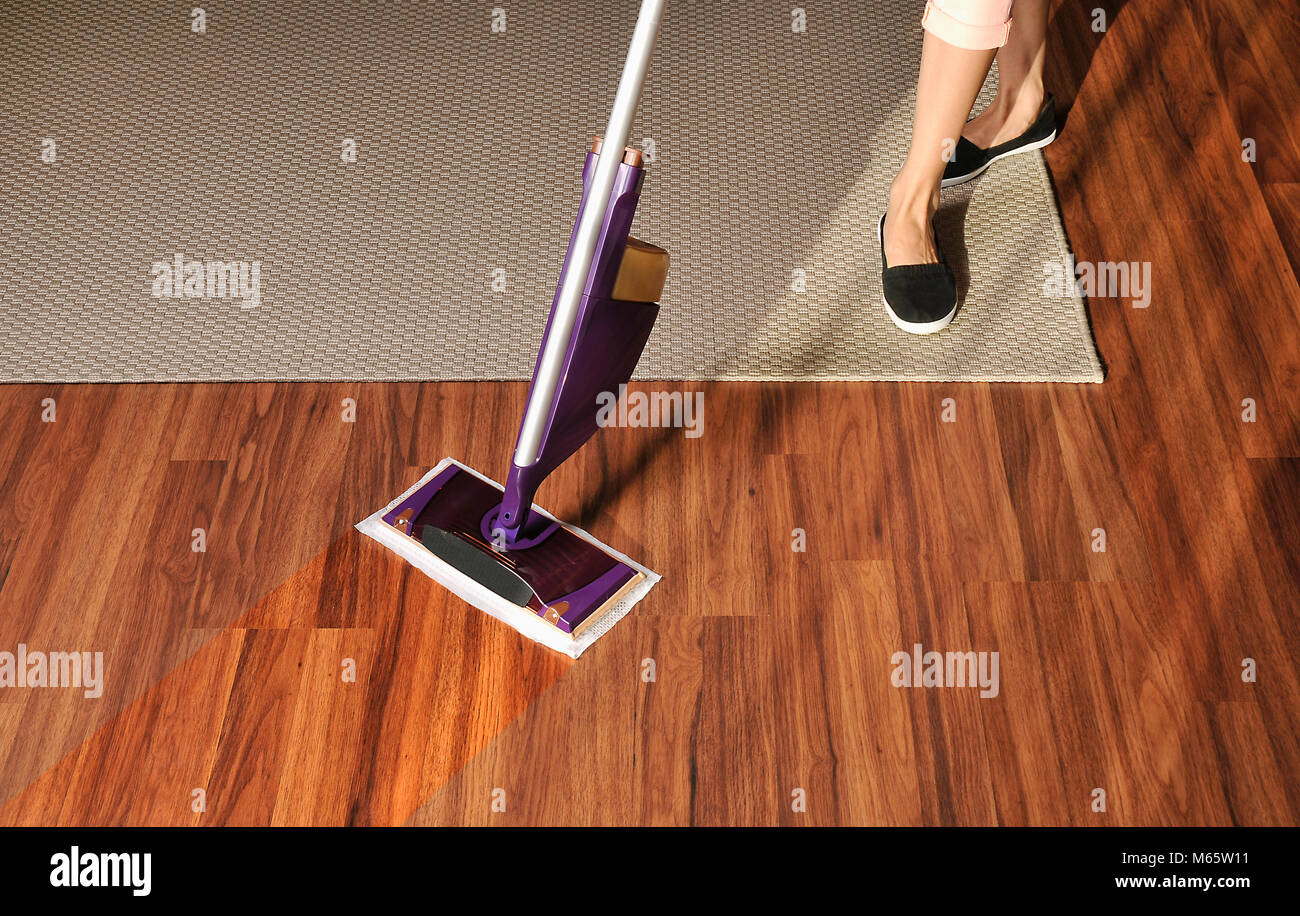 Modern mop for cleaning wooden floor from dust, cleaning service Stock ...