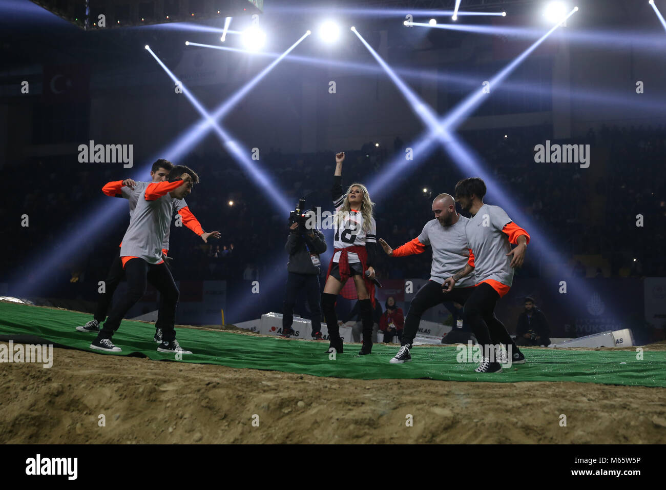 ISTANBUL, TURKEY - NOVEMBER 25, 2017: Turkish singer Merve Ozbey ...