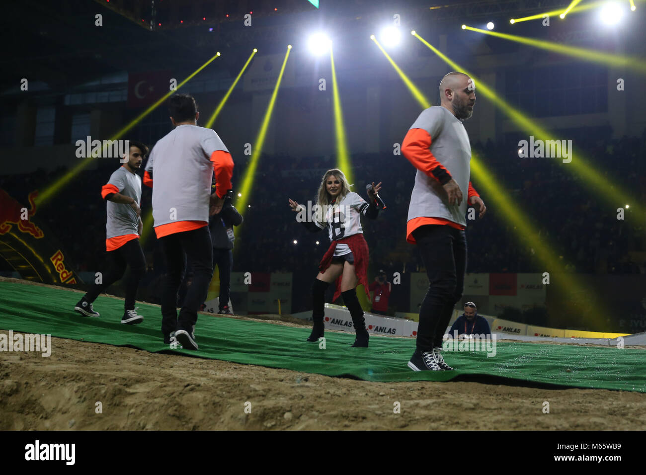 ISTANBUL, TURKEY - NOVEMBER 25, 2017: Turkish singer Merve Ozbey ...