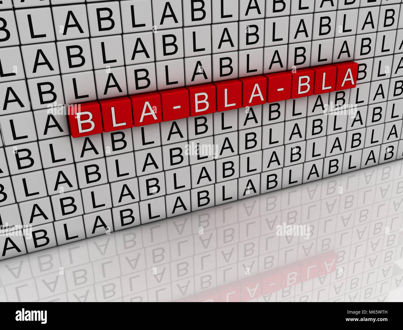 3d Illustration with word cloud about Bla bla bla. Talk about anything ...