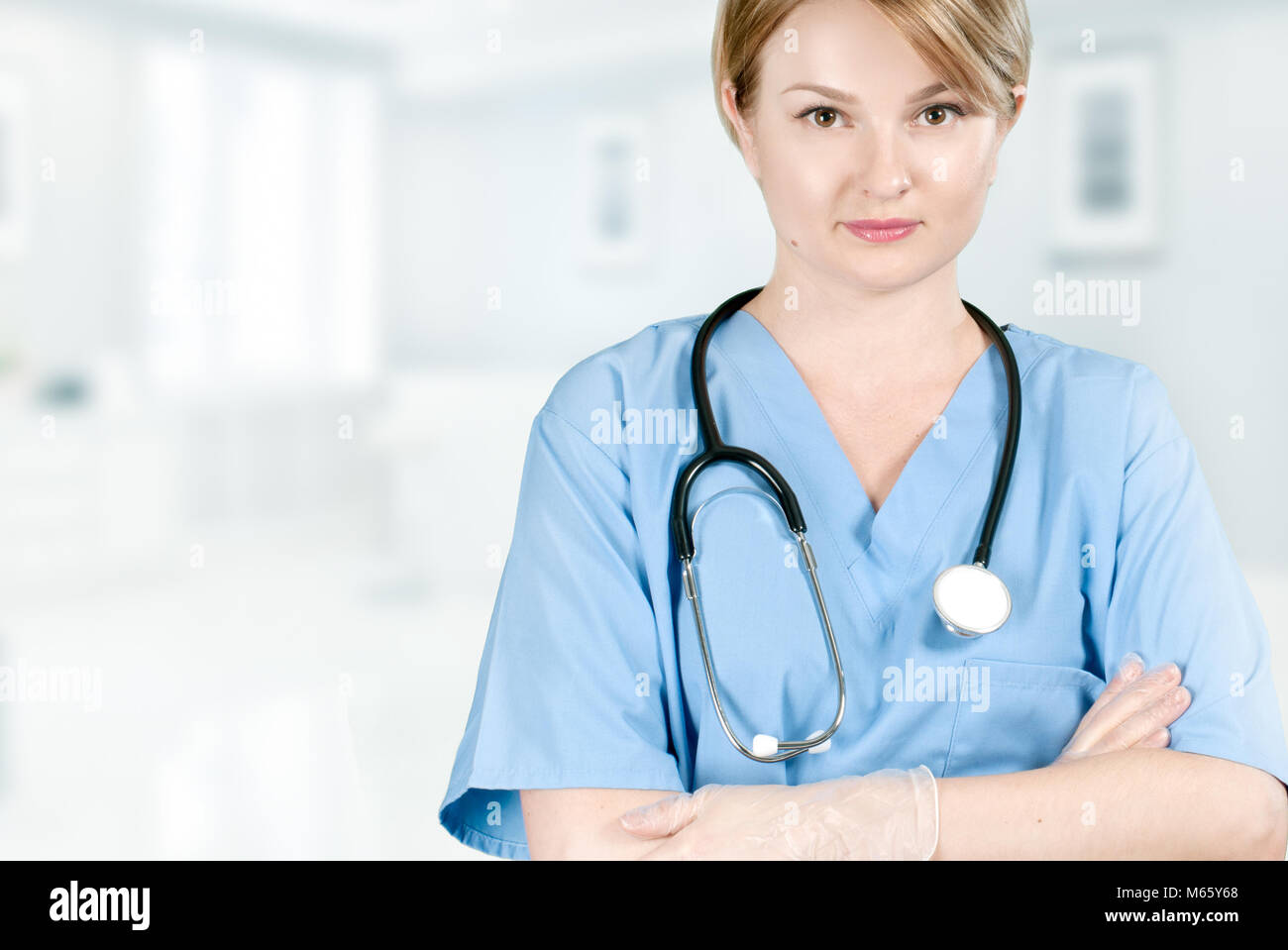 Female medical doctor wearing doctors uniform with stethoscope Stock ...