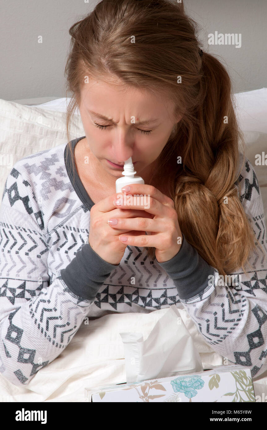 Sick and Virus. Woman has cold, flu and high fever Stock Photo - Alamy