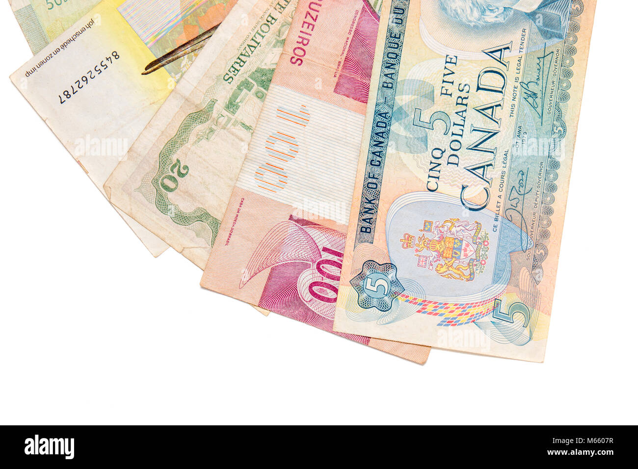 Obsolete bank notes isolated on a white background Stock Photo - Alamy