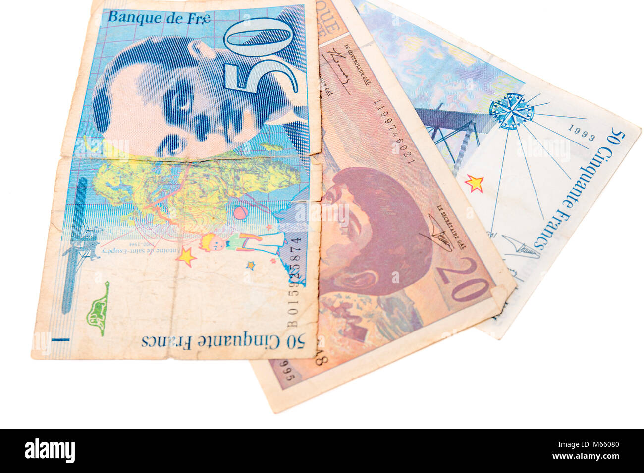 Obsolete bank notes isolated on a white background Stock Photo - Alamy