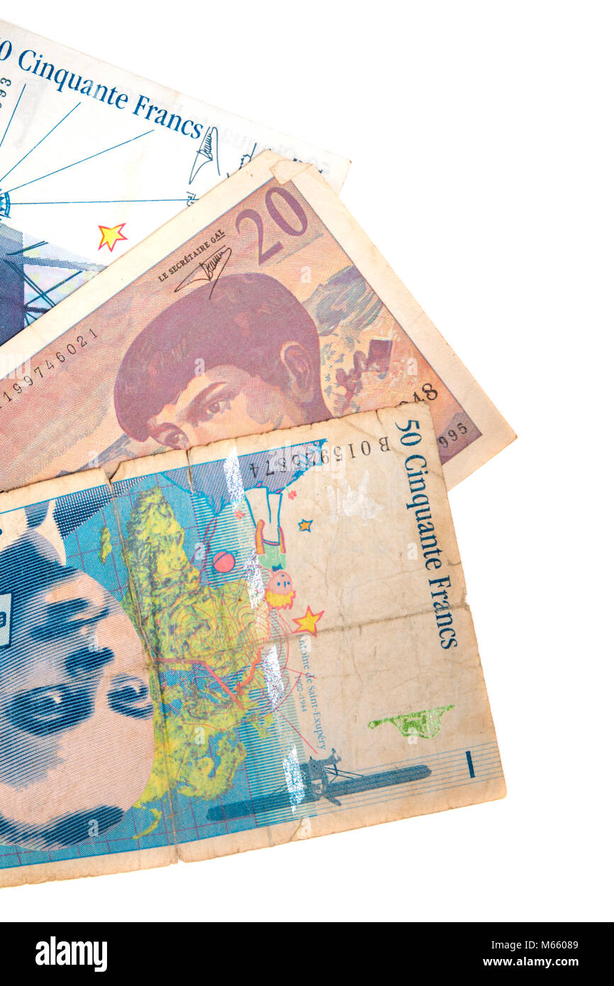 Obsolete bank notes isolated on a white background Stock Photo - Alamy