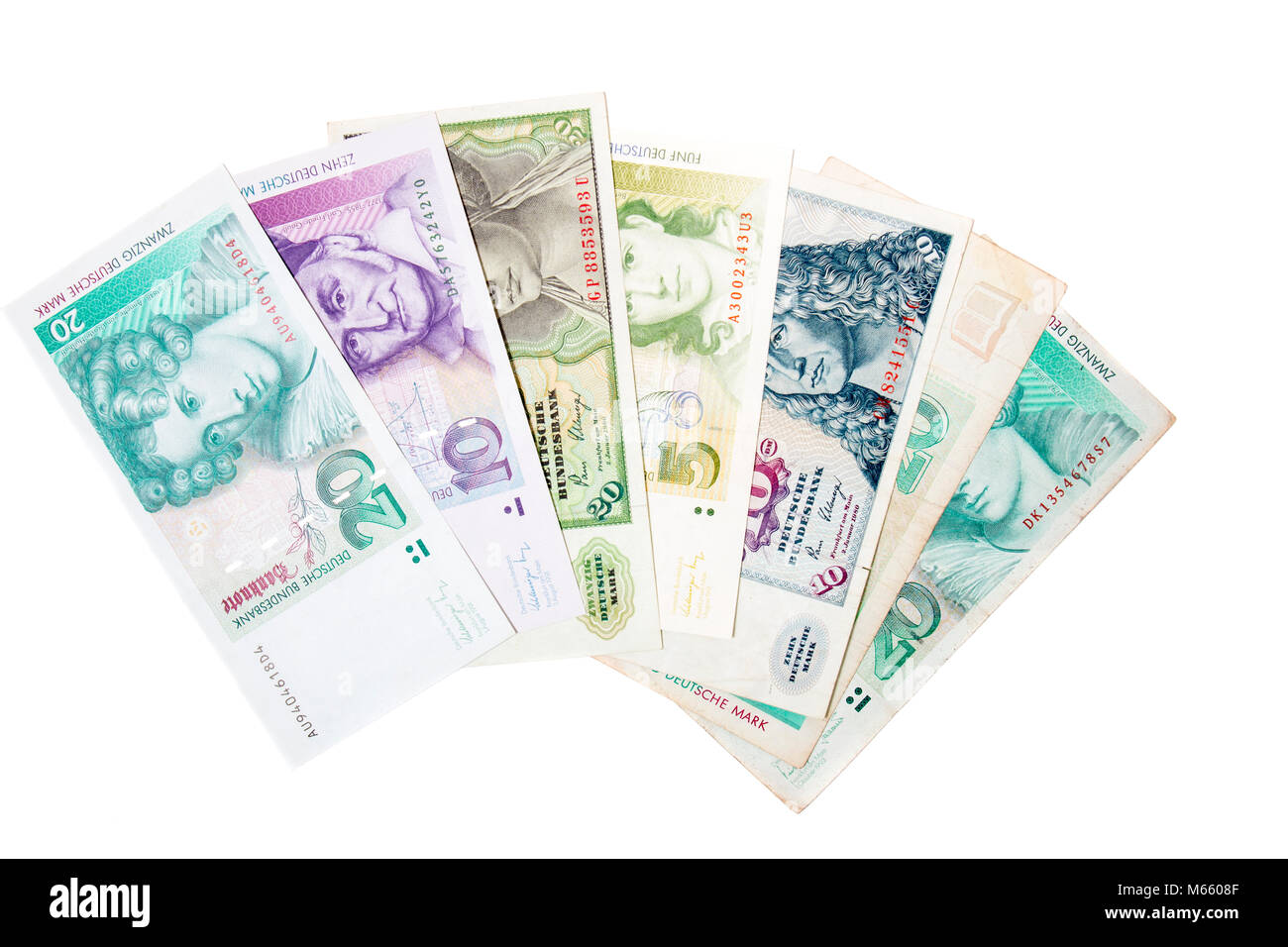 Obsolete bank notes isolated on a white background Stock Photo - Alamy