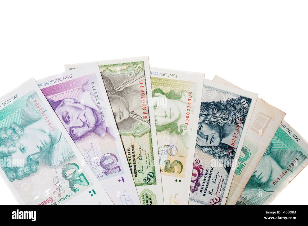 Obsolete bank notes isolated on a white background Stock Photo - Alamy