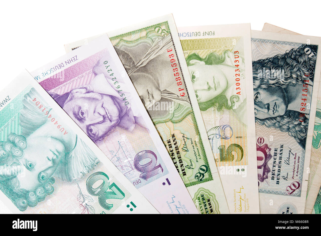 Obsolete bank notes isolated on a white background Stock Photo - Alamy