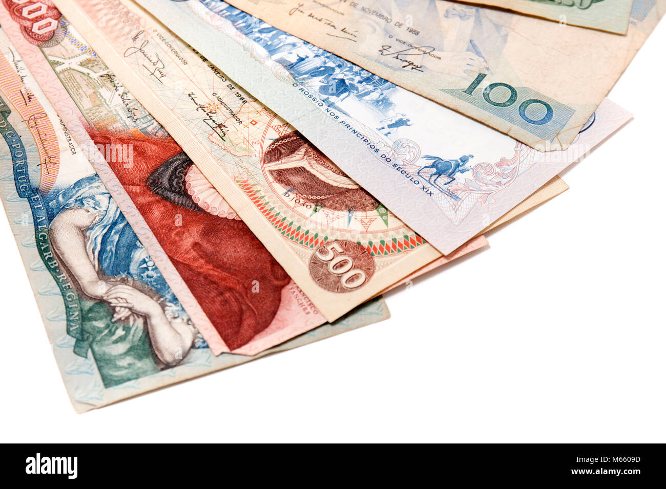 Obsolete bank notes isolated on a white background Stock Photo - Alamy