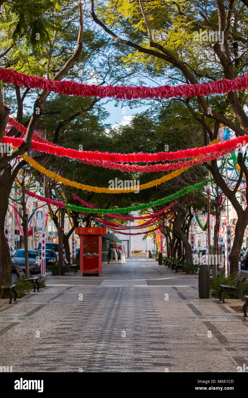 Outdoor view of the main avenue of Loule city with cobblestone artwork ...