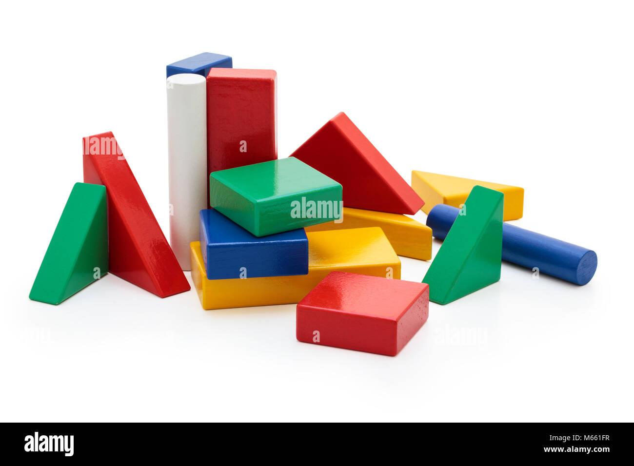 Set of colorful wooden blocks isolated on white background Stock Photo ...