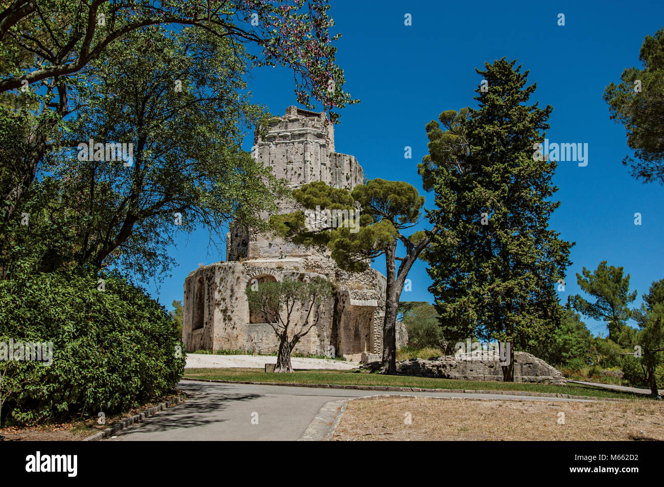Tour Magne (Magna tower) with blue sky, in the high part of the Gardens ...