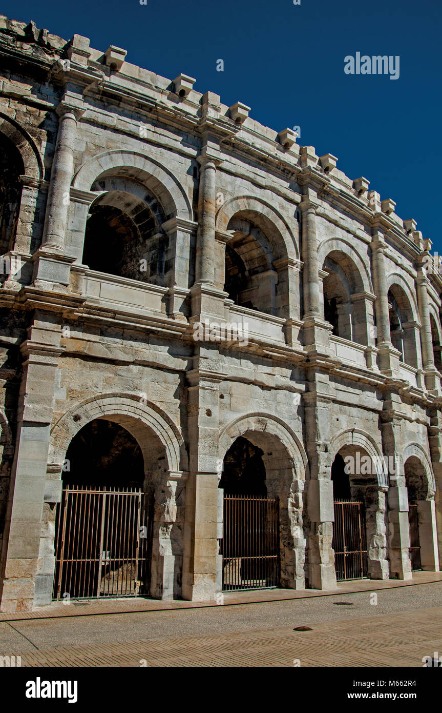 View of the exterior of the Arena of Nimes, an amphitheater of the ...