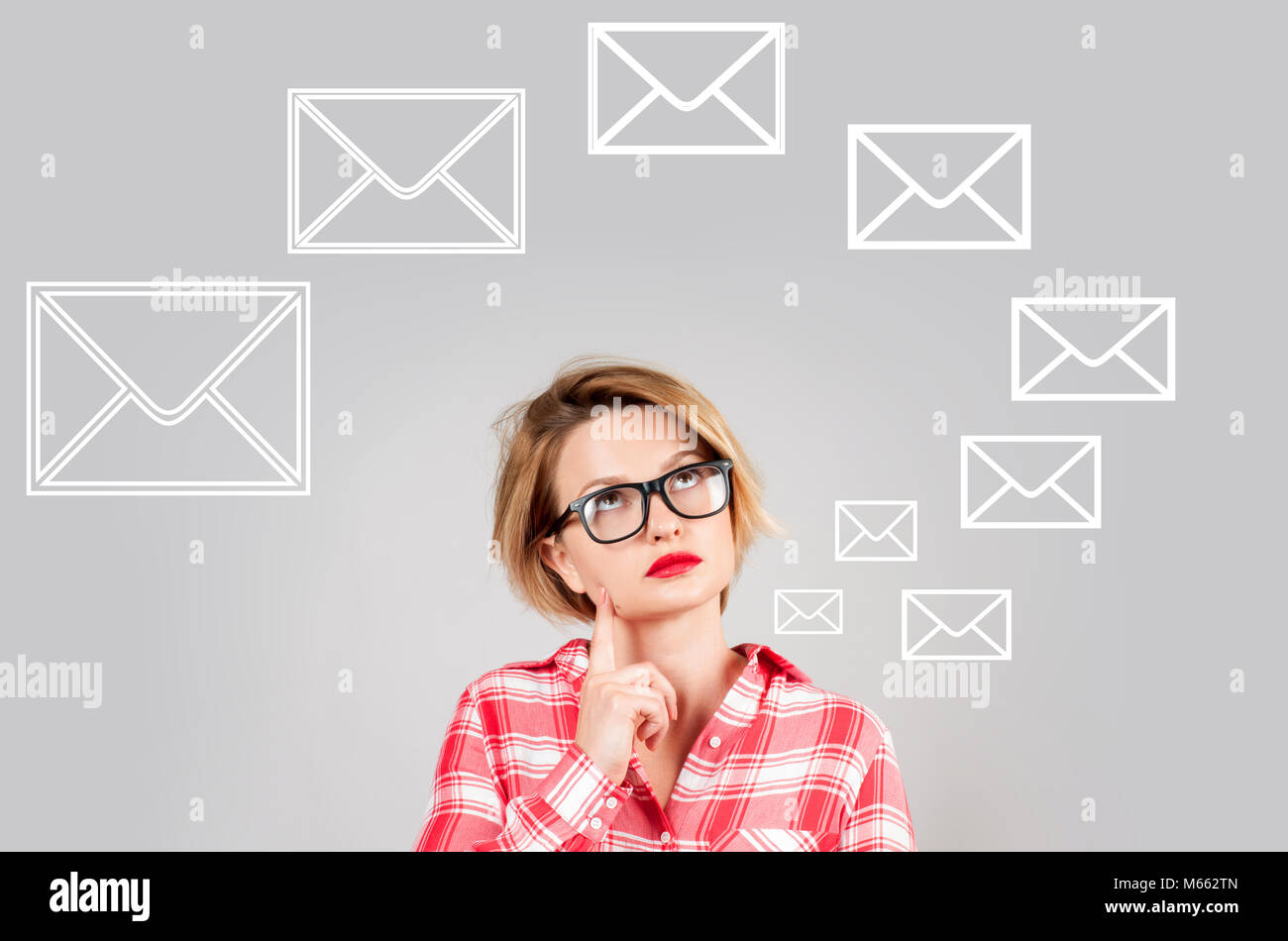 Beautiful business woman. Email concept Stock Photo - Alamy