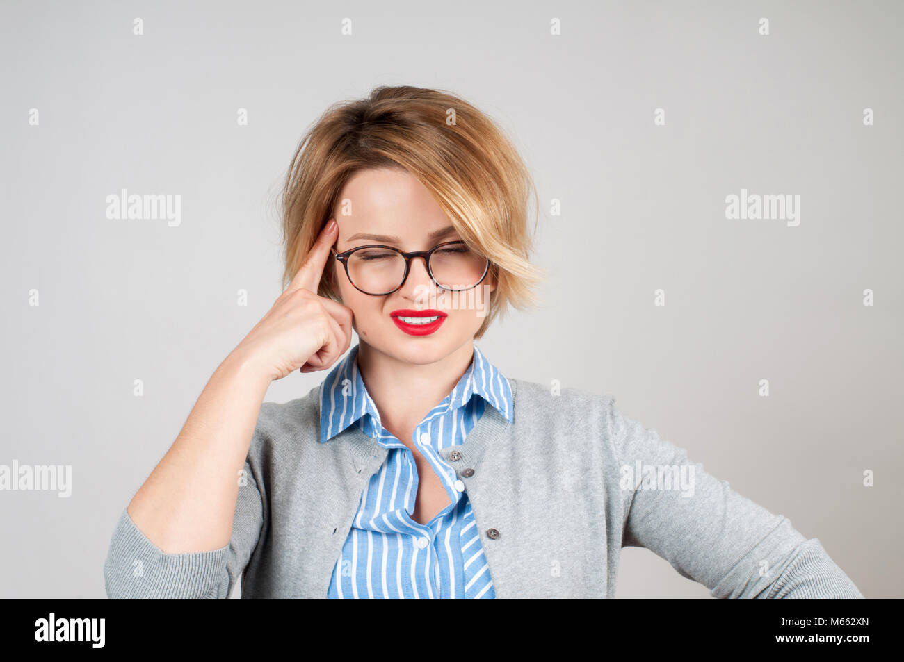 Beautiful business woman thinking of her plans. Ideas or dreams Stock ...