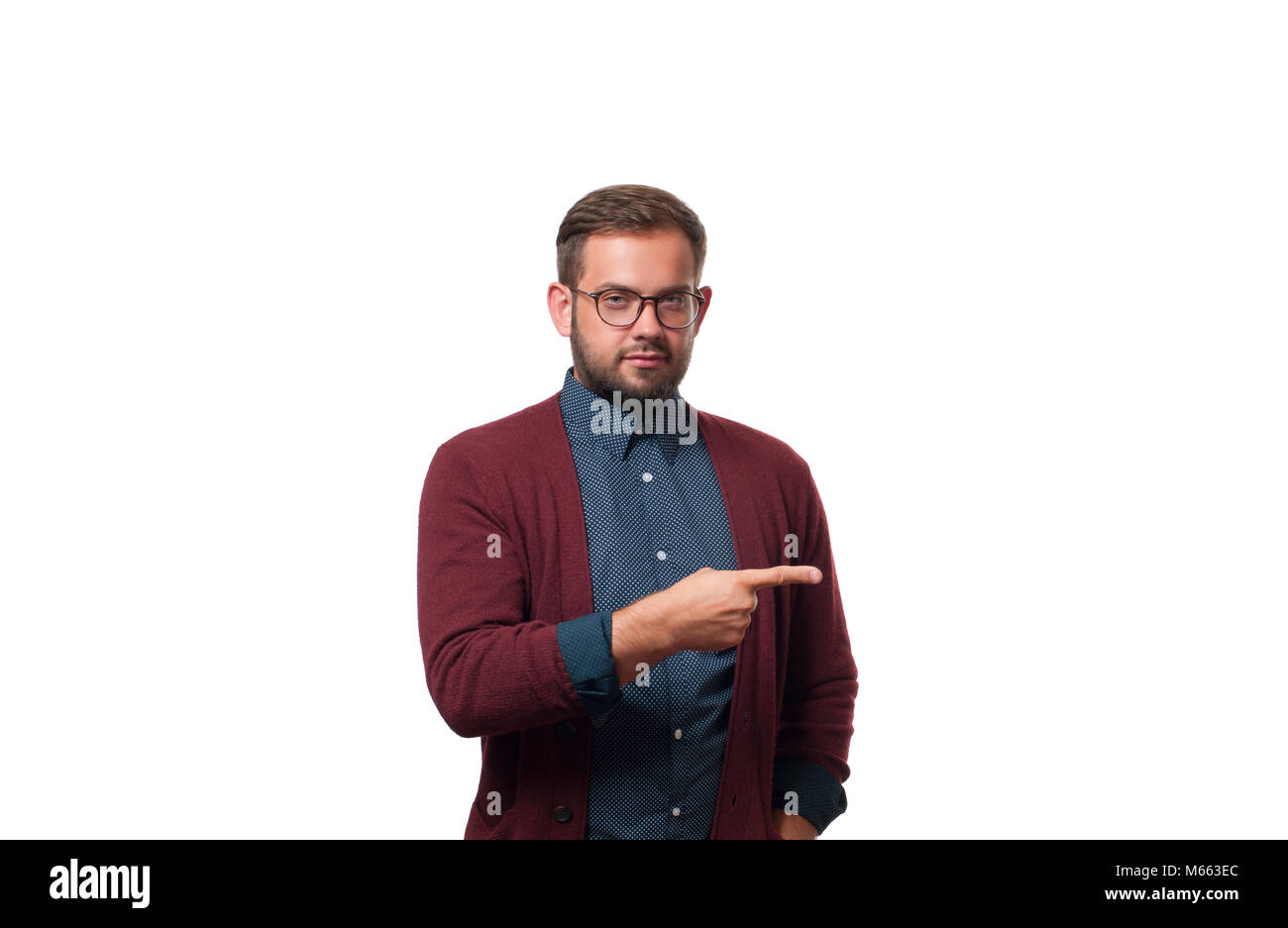 Business man showing index finger up on white background Stock Photo ...