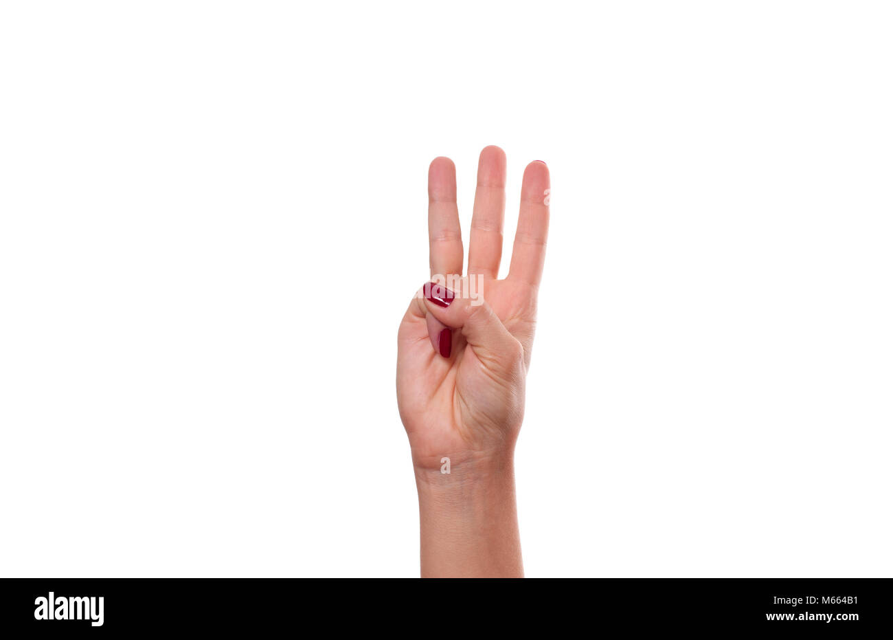 Three finger hand gesture sign hi-res stock photography and images - Alamy