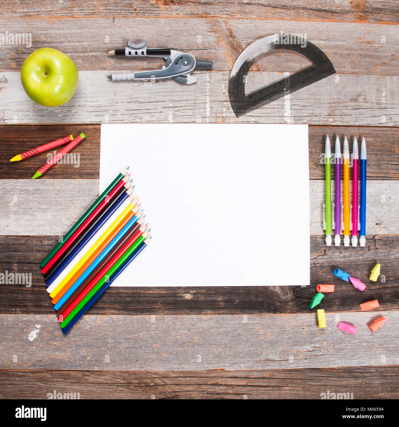 School supplies on wooden background. Back to school Stock Photo - Alamy
