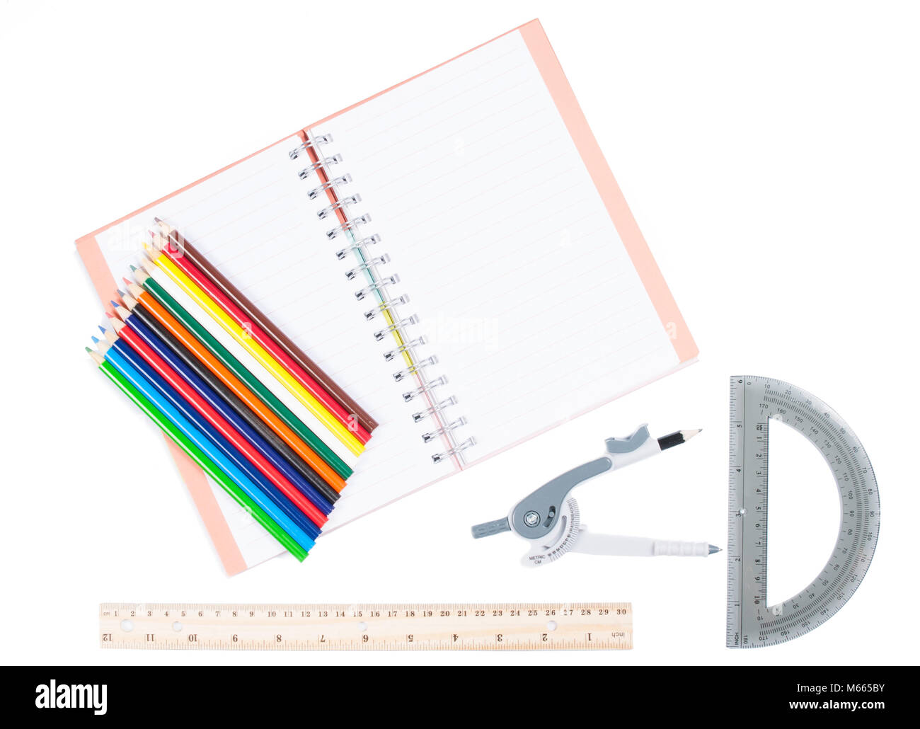 School supplies on white background. Back to school Stock Photo - Alamy