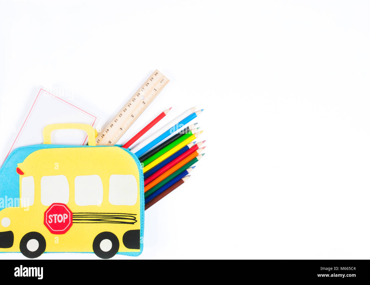 School supplies on white background. Back to school Stock Photo - Alamy