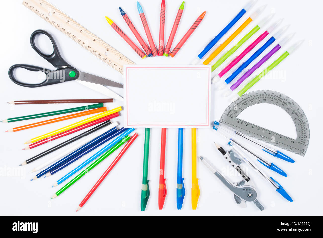 School supplies on white background. Back to school Stock Photo - Alamy