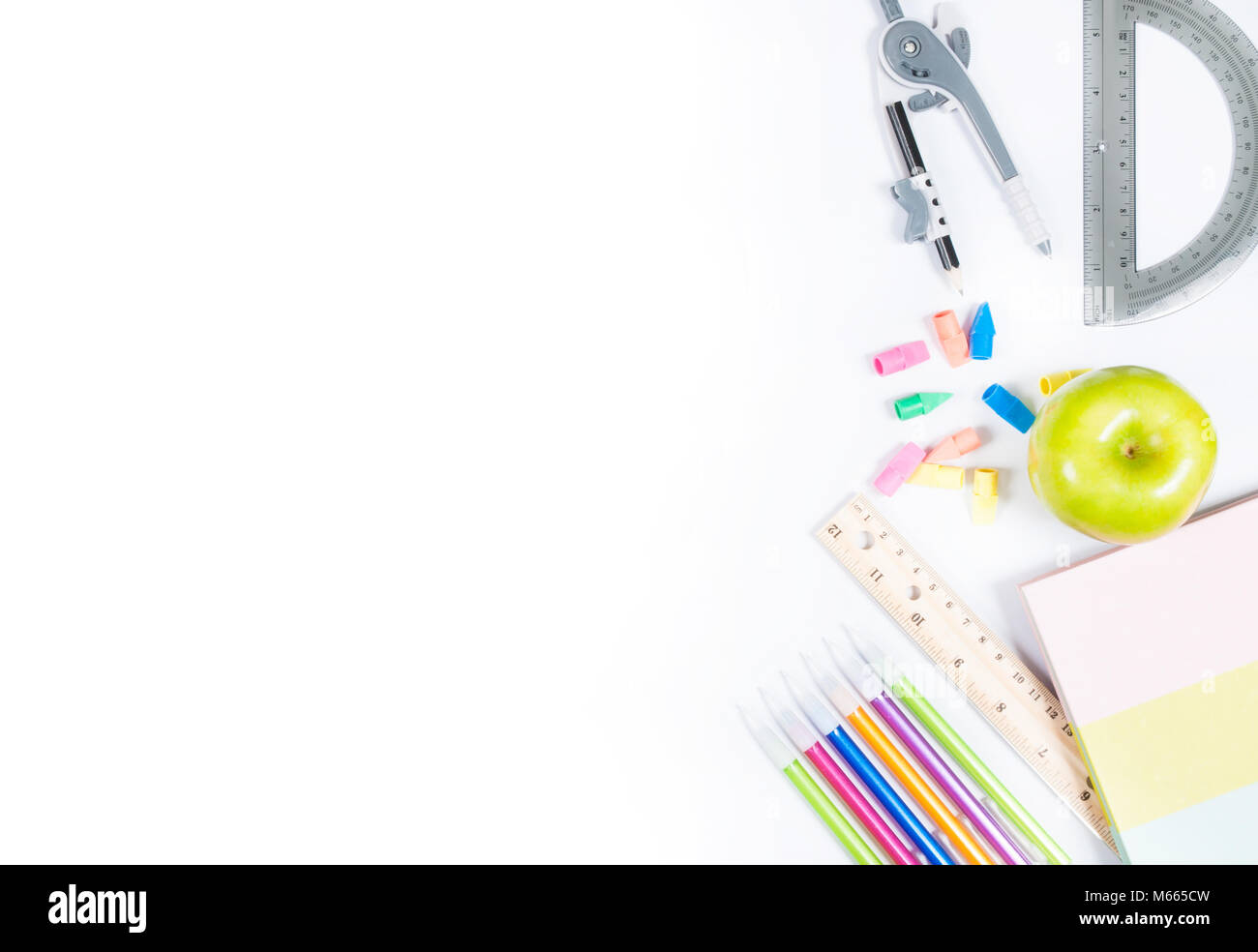 School supplies on white background. Back to school Stock Photo - Alamy