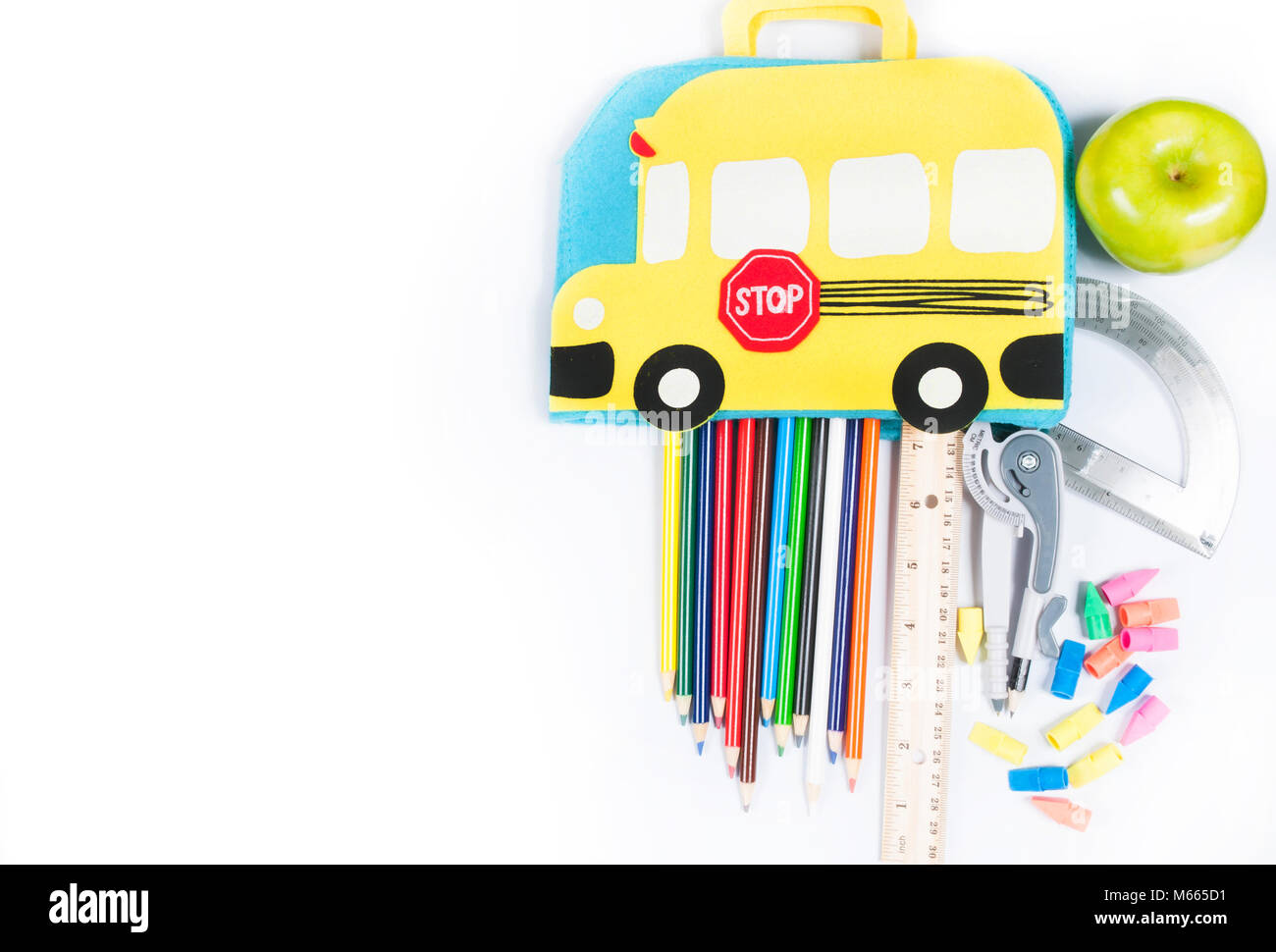 School supplies on white background. Back to school Stock Photo - Alamy