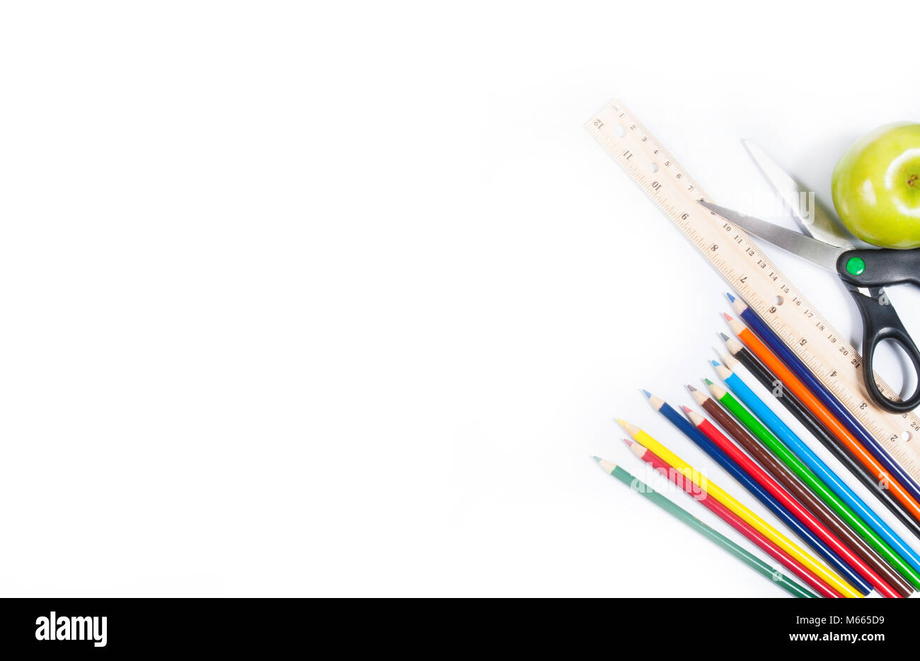 School supplies on white background. Back to school Stock Photo - Alamy