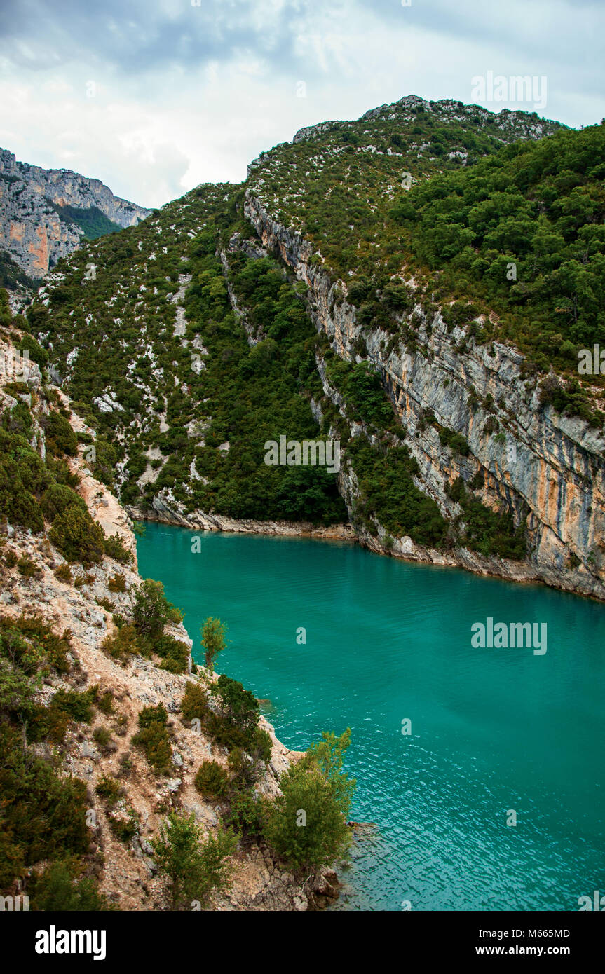 Cliffs of the Verdon River at the Verdon National Park in a cloudy day ...