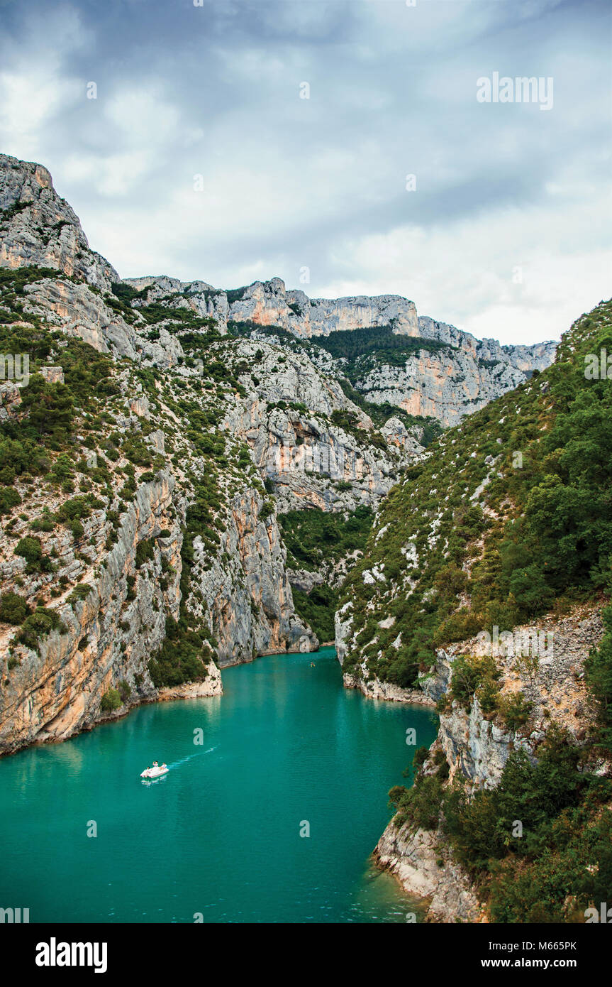 Cliffs of the Verdon River at the Verdon National Park in a cloudy day ...