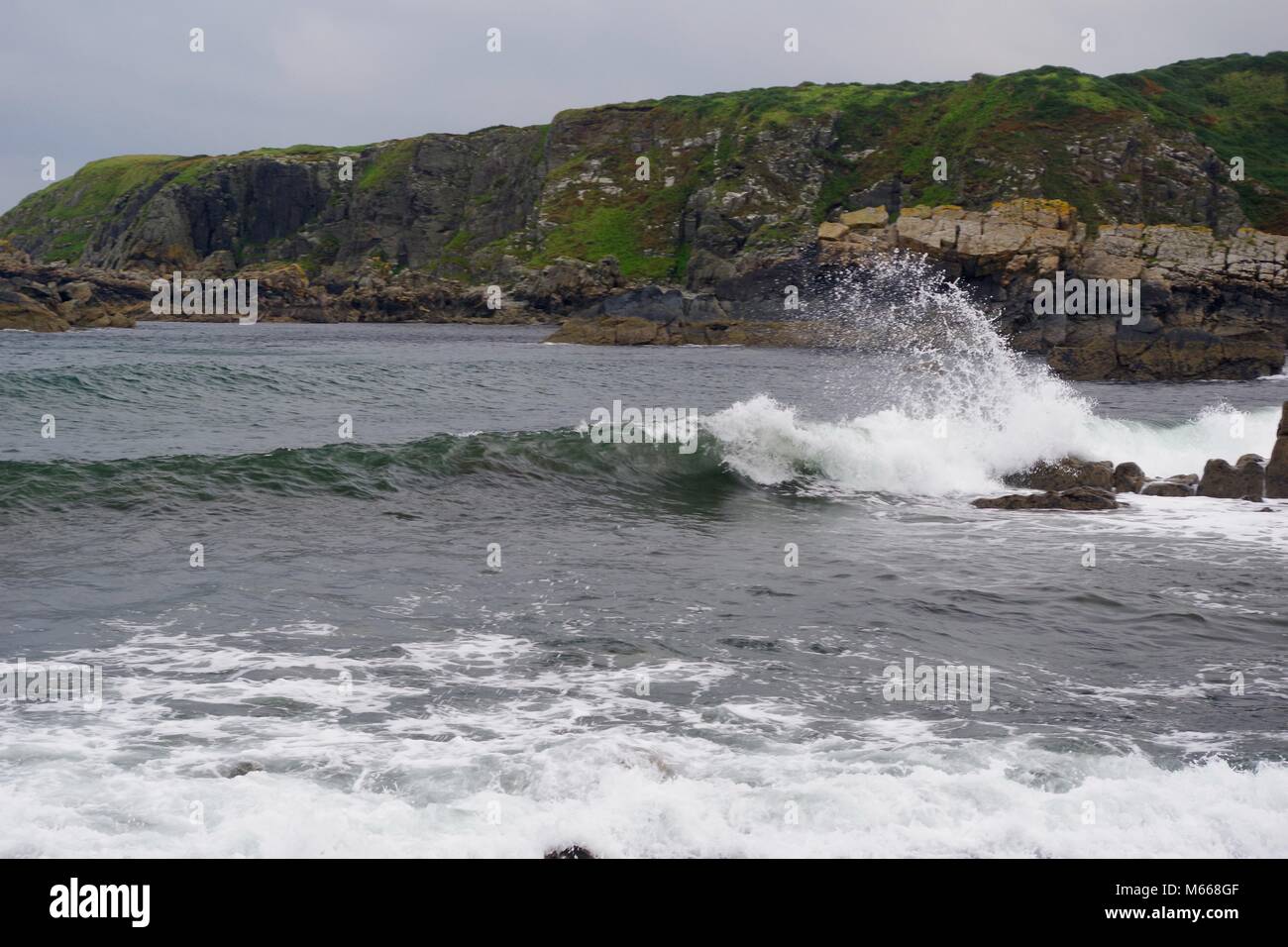 Breaking Wave on the Rugged Rocky Scotish Coastline Seascape. Macduff ...