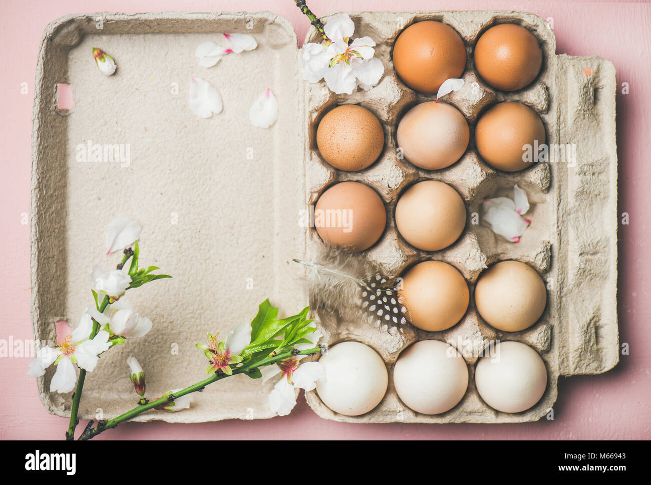 Natural colored eggs in box for Easter Stock Photo - Alamy