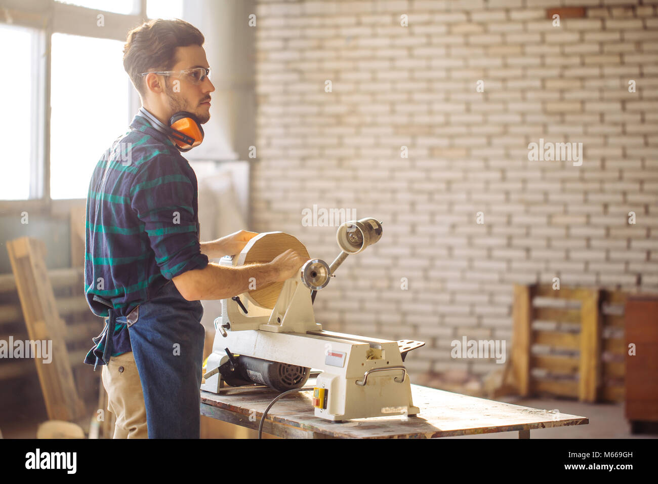 Mature male carpenter sawdust hi-res stock photography and images - Alamy