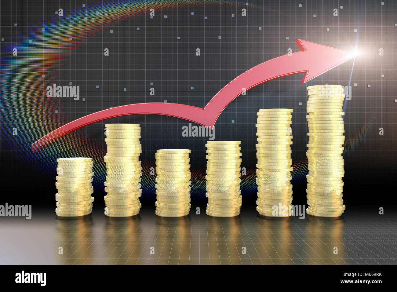 Financial business success arrow, stock market data, economic chart ...