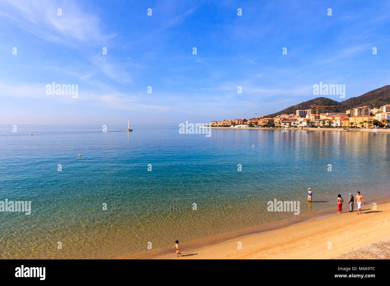 Catamaran yacht sailing away from Saint Francois beach, Ajaccio ...