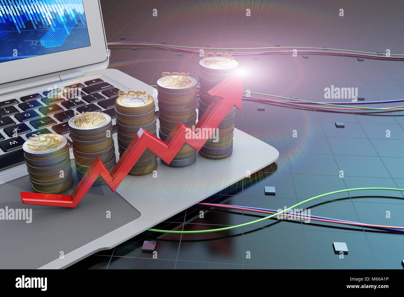 Financial business success arrow, stock market data, economic chart ...