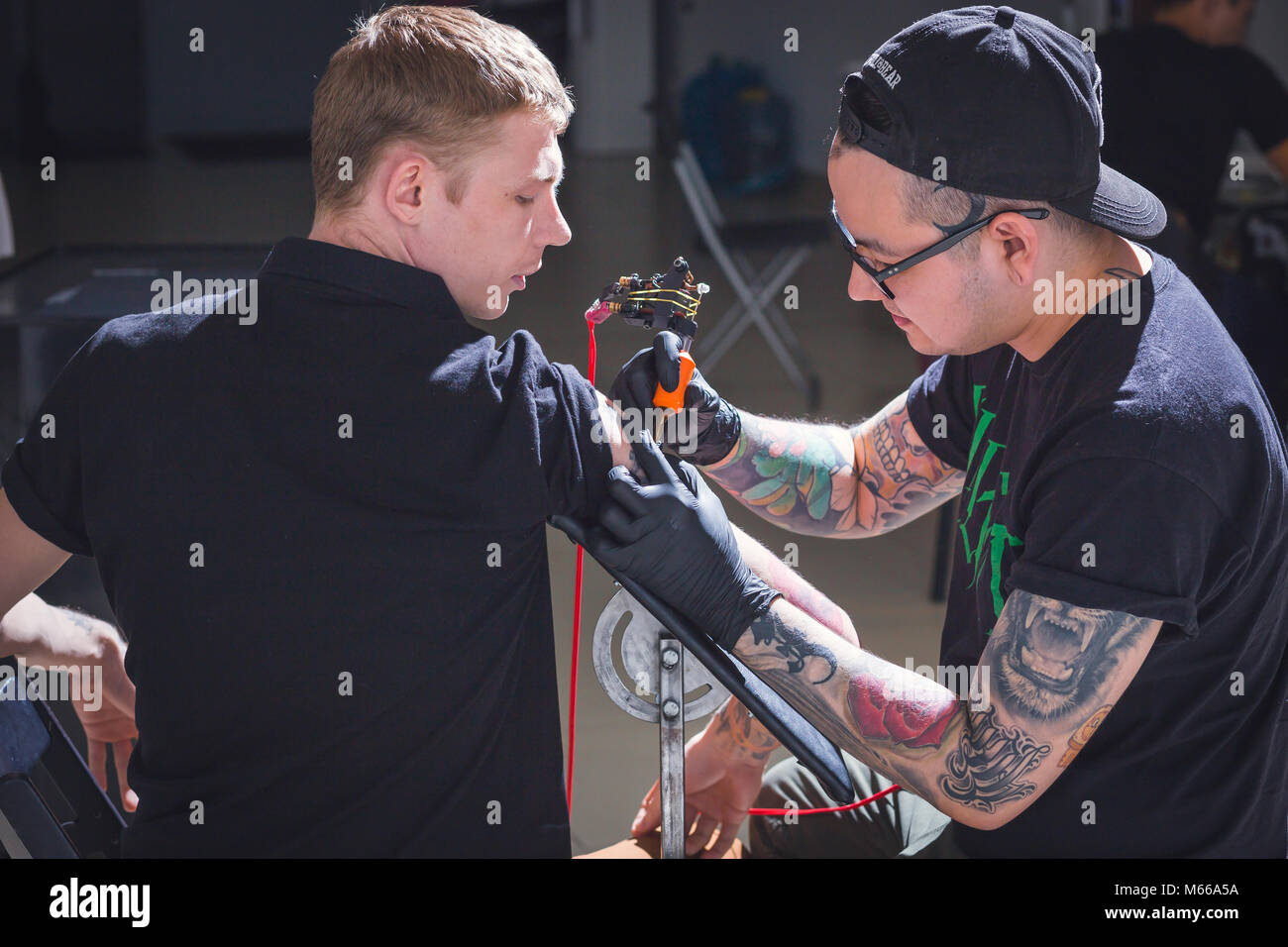 the master and the client Stock Photo - Alamy