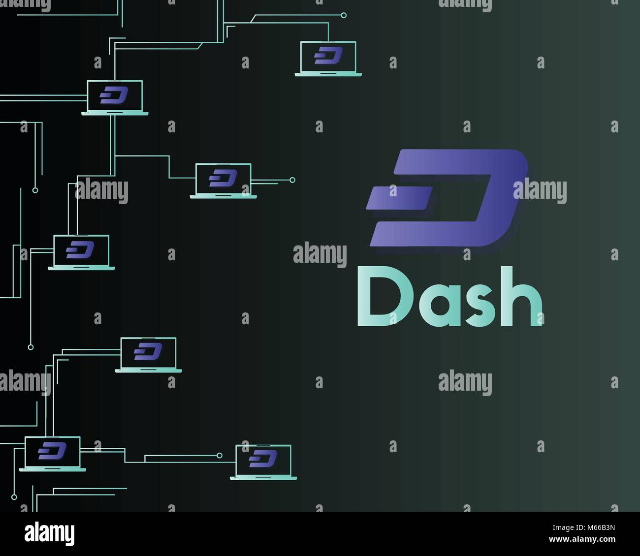 Dash blockchain technology on dark background Stock Vector Image & Art - Alamy
