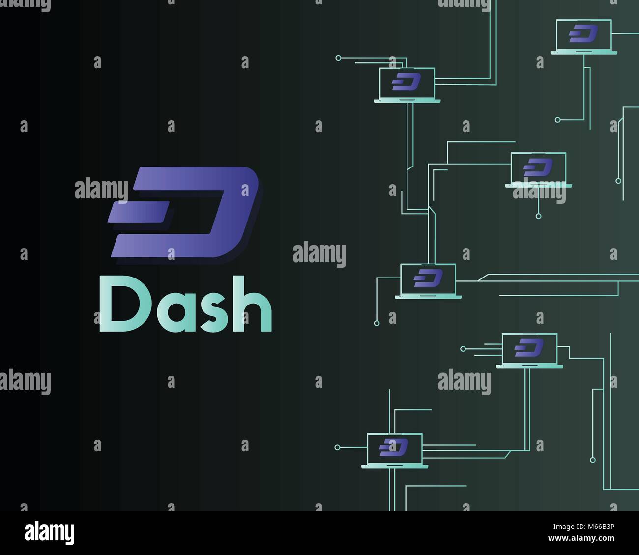 Dash blockchain technology on dark background Stock Vector Image & Art ...